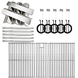 Uniflasy Cooking Grates Burner Heat Plate Ignitor Wire Ignition for Nexgrill 720-0882A Evolution Infrared Plus 5-Burner Stainless Steel Gas Grills Replacement Parts Cooking Grids with Side Burner
