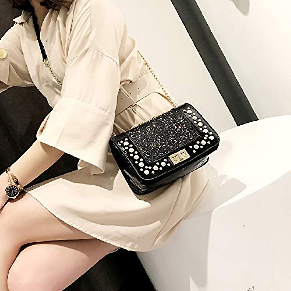 Small Crossbody Bags for Women Purses Lightweight Handbags Shoulder Bag(black)