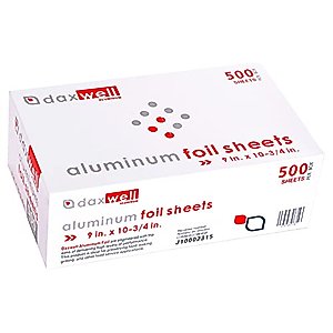 Daxwell Aluminum Foil Interfolded Pop-Up Sheets, 9" x 10.75", J10002315B (Box of 500)