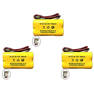 (3 Pack) BL93NC487 Simkar BL93NC484 Lithonia BAA-48R DAA700MAH 4.8v 700mah Exit Sign Emergency Light NiCad Battery Replacement 4.8v 500mah White Connector