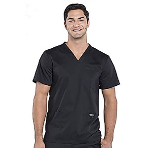 Cherokee V- Neck Men's Scrubs Top with Pockets WW670, L, Black