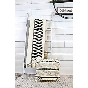 AuldHome Design Boho Farmhouse Throw, Black and Off White 50 x 60 Inch Striped Blanket