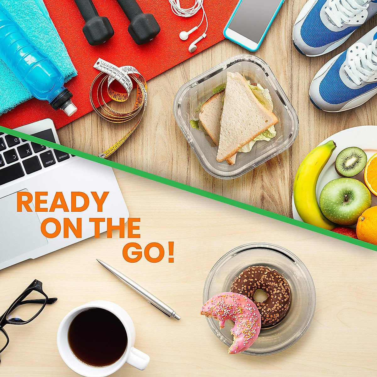 NutriChef 12-Piece Glass Food Storage Containers with Lids - Stackable Heavy Duty Meal Prep Containers w/Airtight Lids - Microwave, Freezer, & Dishwasher Safe for Food, Snacks, Fruit & More (Red)