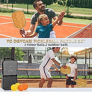 13 mm Pickleball Paddles Set of 2, 2023 USAPA Approved, Carbon Fiber Surface (CHS), Polypropylene Honeycomb Core, Anti-Slip Sweat-Absorbing Grip, 4 Pickleball, Portable Carry Bag (Wood Grain)