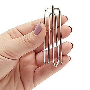 60 Pack Pinch Pleat Curtain Hooks for Drapes, 4-Prong Stainless Steel Drapery Pins (2.7 x 1 x 0.6 in)