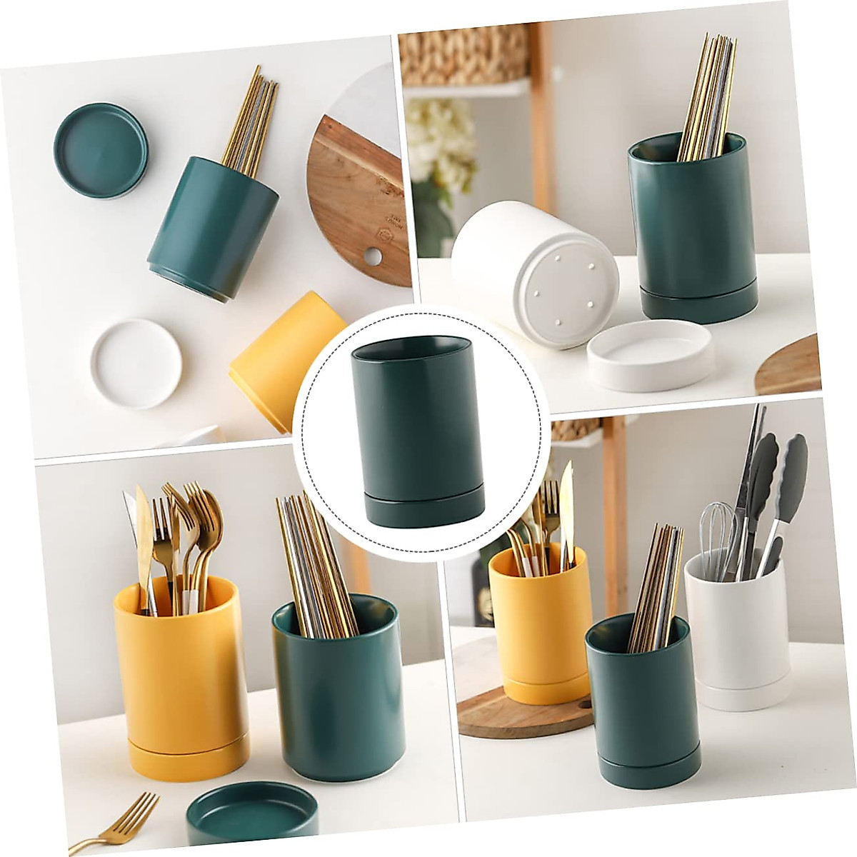 Luxshiny Kitchen Storage 1 Set Chopstick Holder Ceramics Counter Spoon Stand