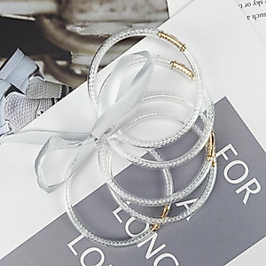 YBMYCM 5PCS Glitter Jelly Bangles Bracelets Set for Women Glitter Filled Jelly Silicone Bracelets