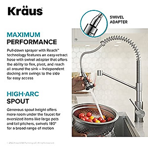 KRAUS Bolden Touchless Sensor Commercial Style 2-Function Single Handle Pull-Down Kitchen Faucet in Spot-Free Antique Champagne Bronze, KSF-1610SFACB