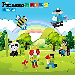 PicassoTiles Magnetic Toy_Building_Block Cubes Building Block, 3D Cube Construction Toy with Free Idea Book for Kid, Baby, Boy, Girl & Toddlers 108 Piece