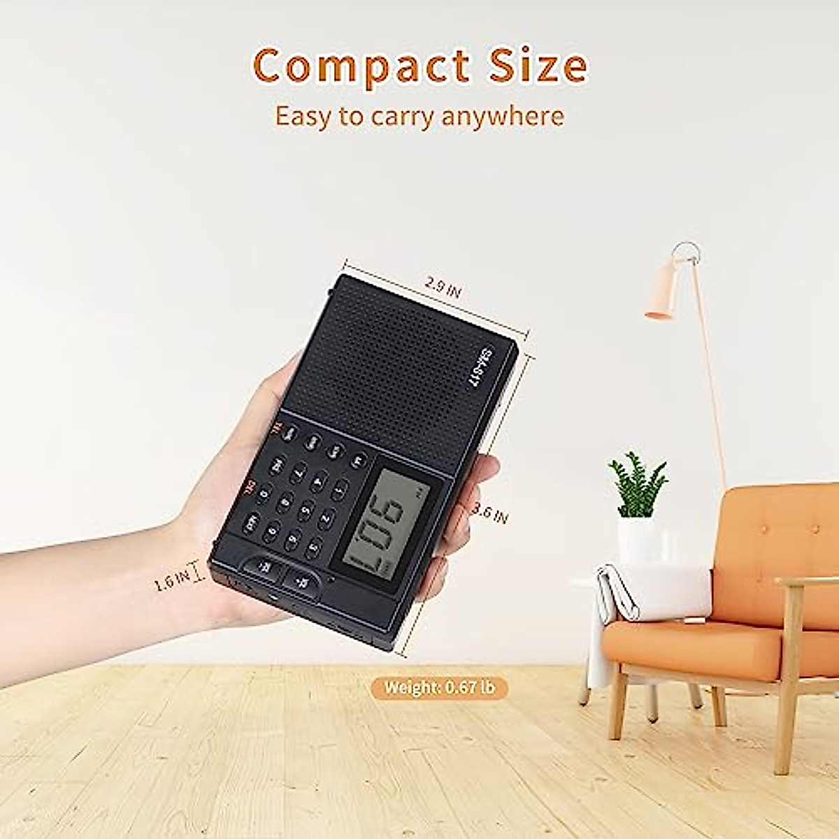 SEMIER Portable AM FM SW Bluetooth Radio with 1200mah Rechargeable Battery, Small Shortwave Radio Digital Tuning, LCD Display, Support USB and Micro SD Card, Build-in Bass Speaker and Earphone Jack