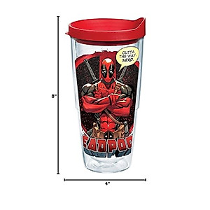 Tervis Made in USA Double Walled Marvel - Deadpool Insulated Tumbler Cup Keeps Drinks Cold & Hot, 24oz, Nerd