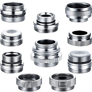 Faucet Adapter Kit Kitchen Sink Brass Aerator Adapter Solid Male/Female Faucet Adapter to Connect Garden Hose, Water Filter, Standard Hose via Diverter (10 Pieces,Multiple Sizes)