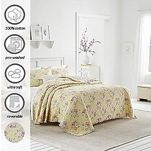 Laura Ashley Home | Melany Collection | Premium Quality Pillow Sham, Decorative Pillow Case for Bedroom Living Room and Home Décor, Standard, Yellow