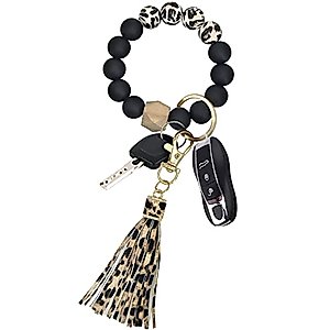 Pusunas Key Chains Women for Car Key Ring Bracelet,Keychain Wristlet,Silicone Beaded Bangle Chains