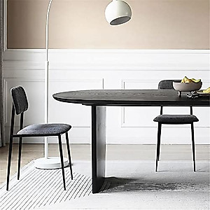 NIUYAO Modern Solid Oval Table with Double Pedestal, Natural Black Wood Top Table Simplicity Wabi-sabi Style Furniture for Dining Room Kitchen Leisure Coffee Table -55" L x 27.5" W x 29.5" H