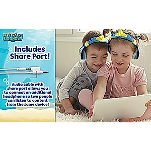 eKids Baby Shark Headphones for Kids, Wired Headphones for School, Home or Travel, Tangle Free Toddler Headphones with Volume Control, 3.5mm Jack, Includes Headphone Splitter
