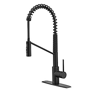 Kraus KPF-2631MB Oletto Commercial Style Pull-Down Single Handle Kitchen Faucet with QuickDock Top Mount Installation Assembly, Matte Black