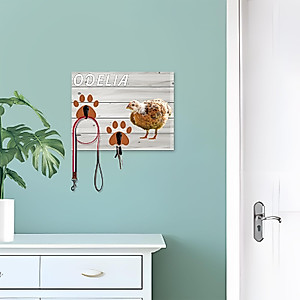 Generic Custom Dog Leash Holder,Personalized Dog Leash Hook with Name and Photo, Wooden Dog Key Organizer for Wall Dog Lovers Gift (White)