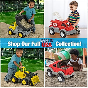 American Plastic Toys Kids’ Gigantic Loader Truck, Made in USA, Tilting Loading Dump Bucket, Knobby Wheels, & Metal Axles for Indoors & Outdoors, Haul Sand, Dirt, or Toys, Ages 2+ (Color May Vary)