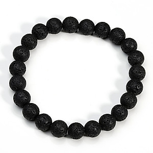 MILAKOO 6 Pcs 8mm Natural Wood Beads Bracelet for Men Women Lava Rock Bracelet for Oil Diffuser