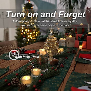 Homemory LED Tea Lights with Timer, Built-in 6 Hours Timer Tea Lights, Votive Candles Battery Operated, Flameless Candles with Timer, 1-2/5‘’Dia x 1-1/4''H, Pack of 12, Warm White Light, No Remote