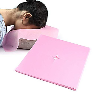OKEKON Disposable Face Cradle Covers – Ultra Soft Non-Sticking Massage Face Covers/Headrest Covers for Massage Tables & Massage Chairs Spa Salon Massage Headrest Cover Pink, 100 PCS