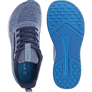WHITIN Men's Wide Width Toe Box Road Running Shoes Zero Drop Size 9.5 Outdoor Workout Jogging Knit Rubber Stylish Lace up Cushioned Light Blue 43