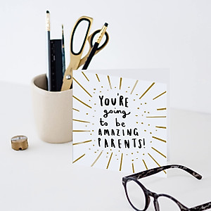Old English Co. Going To Be Amazing Parents Card - Gold Foil Pregnancy Announcement | Parents To Be Welcome Little One | Blank Inside & Envelope Included