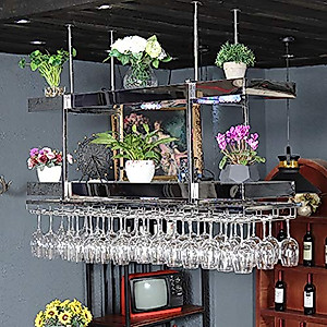 Multi-Layer Cabinet Holder Red Wine Cup Upside Down Hanging Stemware Holder（Gold, Silver） J112, PIBM, Silver, 80cm*35cm