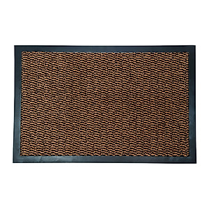 ULTRALUX Indoor Door Mat 31" x 47" Non-Slip Vinyl Backed Entry Rug Doormat, Brown Absorbent Dirt Trapper Entrance Mat, Front Door Welcome Mat, Inside Entry Rug