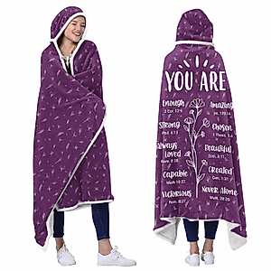 Bible Verse You Are Fleece Wearable Blanket Hoodie - Inspirational Christian Gifts for Women Mom Sister Female Her Wife - Birthday Gifts for Women - Women Gifts for Christmas