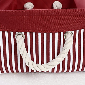 uxcell Storage Basket Bin, Collapsible Laundry Basket with Rope Handles,Decorative Fabric Basket for Shelves Office Closet Organizer, Red (Small - 13.8"x9.8"x6.7")