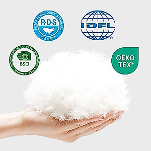 CYMULA Feather Down Comforter Queen Size, Medium Warmth Duvet Insert with Luxurious Down Fill, 8 Corner Tabs and Machine Washable for All Seasons (90 x 90 Inches, White)