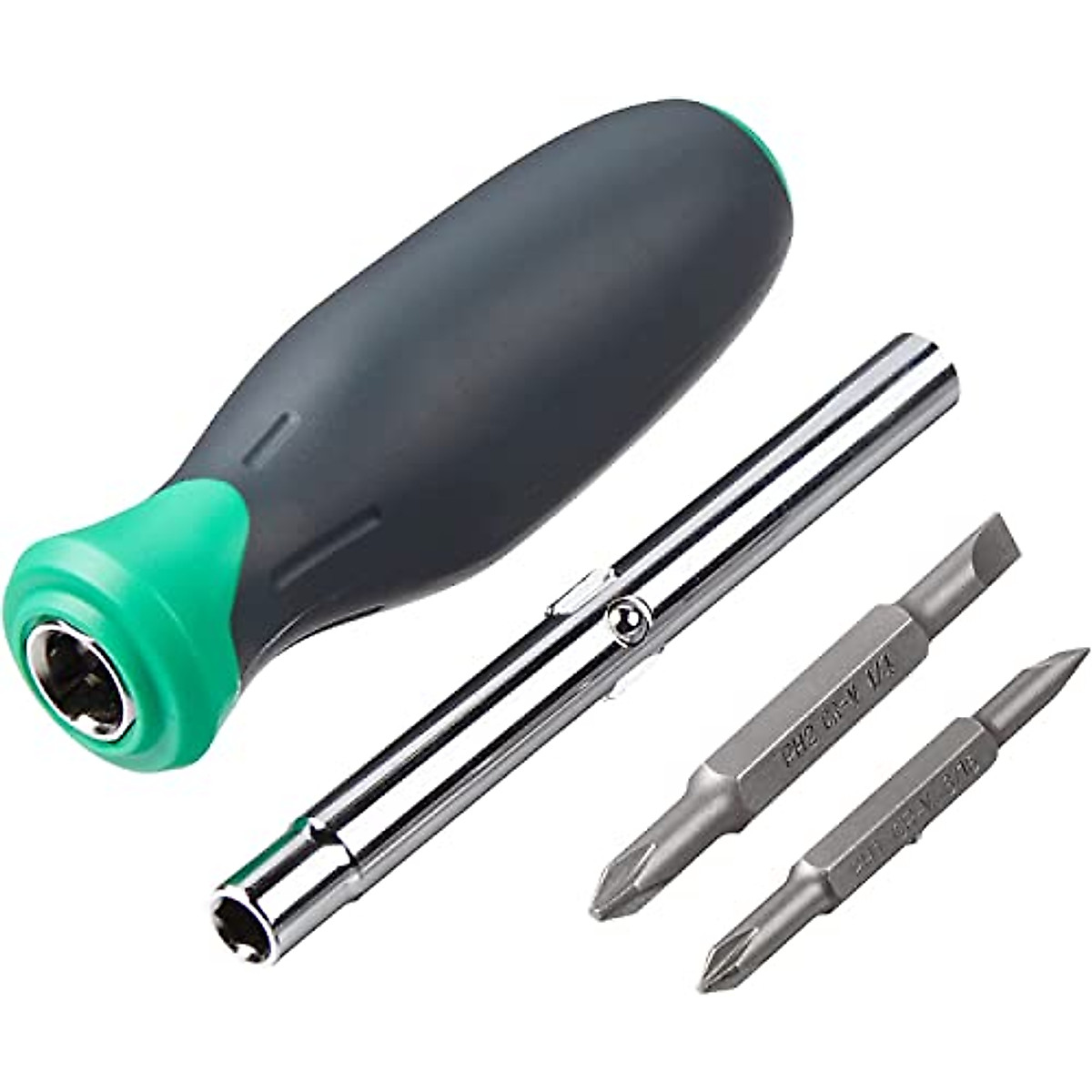Amazon Brand - Denali 6 In 1 Multi-Bit Screwdriver/Nut Driver, Multicolor(Silver, Northern Glow Green, Grey)