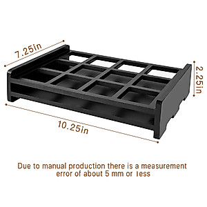 Shot Glass Holder, 12 Storage Holes Party Server Vintage Black Wood Shot Glass Tray (Shot Glass Not Included)