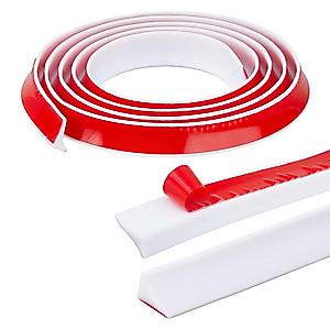 SUPERFINDINGS 2m Shower Threshold Water Dam Self-adhesive 1 Roll White Kitchen Sinks Water Splash Guard 12mm Tall Shower Dam Water Stopper Trapezoidal Water Barrier for Bathroom Kitchen Lavatory