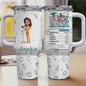 Personalized Nurse Tumbler 40oz -ophthalmology-Custom Name Insulated Travel Mug with Handle & Straw, Gift for Nurses, Medical Workers, Appreciation, Mother's Day nwAReq