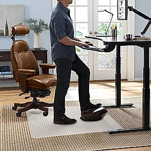 100pointONE Office Chair Mat for Carpets - 60'' x 46'' 0.09'' Thick Transparent Floor Mats for Flat Low and No Pile Carpeted Floors, with Grippers (60'' X 46'' Rectangle)