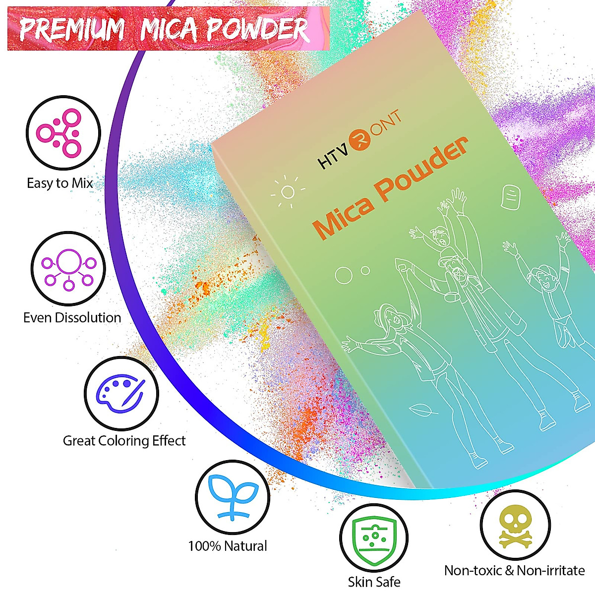 HTVRONT Mica Powder for Epoxy Resin 130g - 26 Colors Shimmery Pigment Powder - Easy to Mix & Natural Resin Mica Powder for Soap Making, Lip Gloss, Bath Bombs