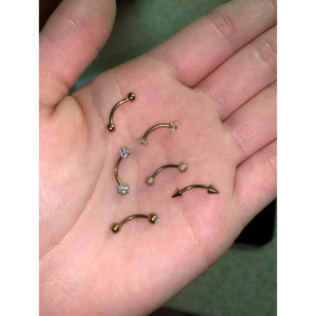 Briana Williams 6pcs Stainless Steel Silver Rook Daith Earrings Belly Lip Ring Eyebrow Studs Cartilage Tragus Cubic Zirconia Barbell Body Piercing 8mm (5/16")