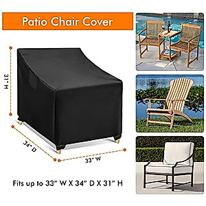 WLEAFJ Outdoor Chair Covers Waterproof, Black Lawn Patio Furniture Covers, Heavy Duty Patio Lounge Deep Seat Cover, 2 Pack - 33" W x 34" D x 31" H