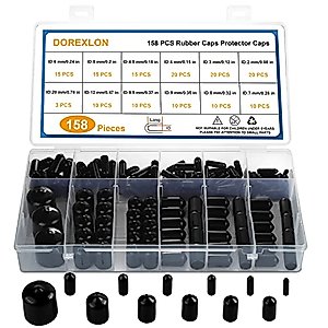 158 PCS Round Rubber End Caps, Vinyl Tube Bolt Cap, Screw Bolt Screw Rubber Thread Protector Caps Cover