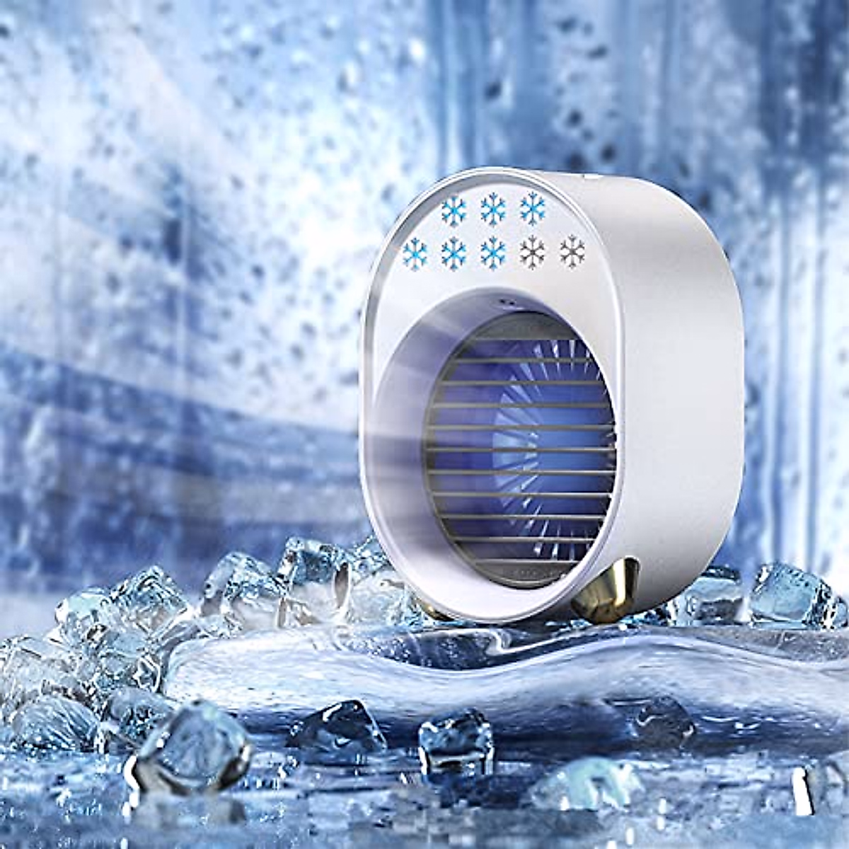 Portable Air Conditioner Fan, Mini Evaporative Air Cooler Fan with 3 Wind Speeds, USB Air Cooler with Colorful Night Lights for Room Camping Car Office (White)