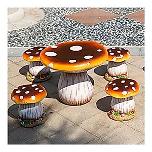 FRP Table and Chair Set, Weatherproof Outdoor Patio Decorative Ornaments, Creative Table and Chair Set (Color : Style 2, Size : Set of 5)