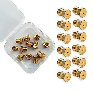 THYULIFE 12 Pack Grill Propane Gas Orifice Nozzle Conversion Kit - DIY Burner Brass Jet Nozzles Replacement Parts for Weber and Most Brands Grills, Easy to Drill Out, Orifice Size 0.5mm, M6x0.75mm