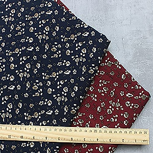 PUMCRAFT Sewing Fabric 100% Plain Cotton Poplin Wine Red Navy Blue Flower Printed Cotton Poplin Fabric 50x145cm Floral Fabric Patchwork - 50cm - 145cm Fabric Patchwork Craft