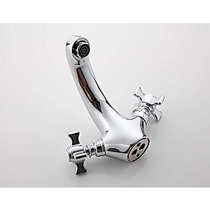 Kitchen Taps Silver Brass Bathroom Fixtures Basin Faucet Dual Handle Hot and Cold Water Tap Mixer for Bath Room Faucet