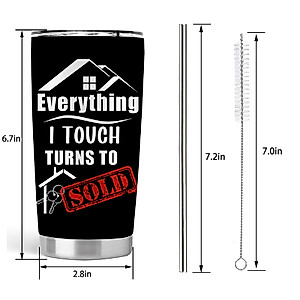 Absacie Real Estate Agent Gifts, Realtor Tumbler, Gift for Real Estate Salesman Housing Coworkers Broker Worker Employee, Stainless Steel Tumbler with Lid and Straw Coffee Mug 20 OZ