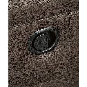 Signature Design by Ashley Jesolo Modern Faux Leather Manual Pull Tab Double Reclining Sofa, Dark Brown