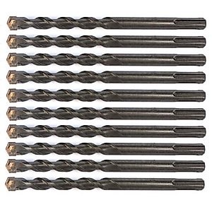 DrillForce 10pcs 7/16 inch x 6 inch SDS Plus Hammer Drill Bits, Rotary Hammer Drill Bits, Ideal for Drill Holes into Masonry, Concrete, Brick & Cinder Block.